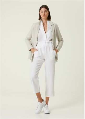 Dor Raw Luxury Kadın As Within So Without Beyaz Keten Pantolon S EU