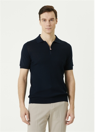 Kiton Erkek Lacivert Polo Yaka Jakarlı Kısa Kollu Triko M EU Kiton Erkek Lacivert Polo Yaka Jakarlı Kısa Kollu Triko M EU