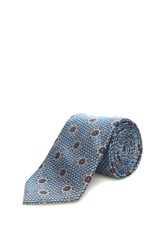 Canali Erkek Mavi Geometrik Desenli İpek Kravat EU Canali Erkek Mavi Geometrik Desenli İpek Kravat EU