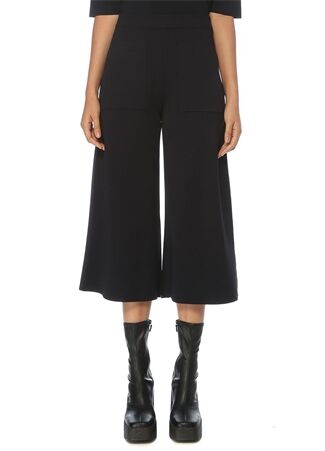 Stella McCartney Kadın Lacivert Cepli Bol Paça Crop Triko Pantolon 38 IT