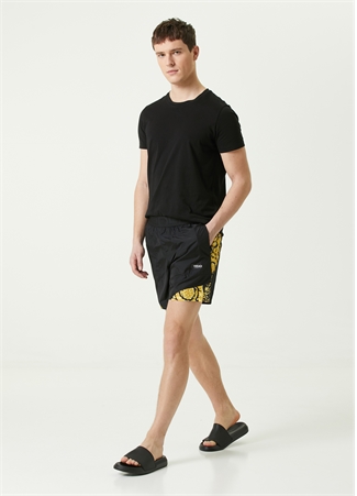 Versace Erkek Siyah Gold Barok Desenli Şort L EU