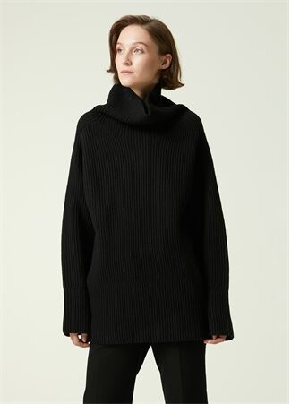 Joseph Kadın Siyah Balıkçı Yaka Yün Kazak S EU