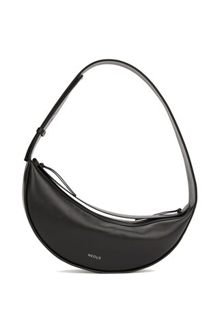 Neous Kadın Siyah Deri Omuz Çantası EU