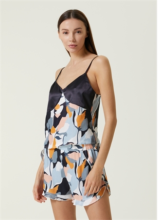 House of Silk Kadın Mavi Desenli Şortlu Pijama Takımı 34 EU