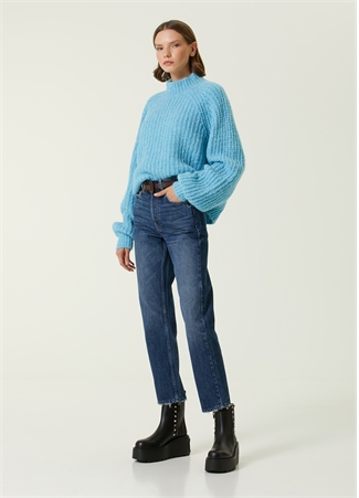 Maje Kadın Mavi Yüksek Bel Boru Paça Jean Pantolon 36 FR Maje Kadın Mavi Yüksek Bel Boru Paça Jean Pantolon 36 FR