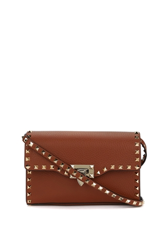 Valentino Garavani Kadın Small Rockstud Taba Deri Çanta Turuncu EU