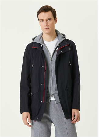 Brunello Cucinelli Erkek Lacivert Kapüşonlu Kaban 54 IT Brunello Cucinelli Erkek Lacivert Kapüşonlu Kaban 54 IT