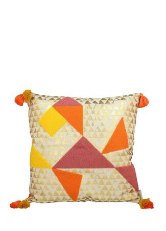 Room Diaries Colorblocked Desenli Püsküllü Dekoratif Yastık Çok Renkli