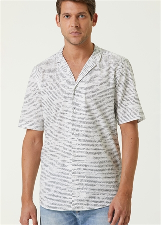 Palzileri Lab Erkek Siyah Kamp Yaka Desenli Kısa Kollu Gömlek 4 IT