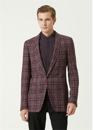 Pal Zileri Erkek Bordo Şal Yaka Ekoseli Tweed Dokulu İpek Ceket 48 IT Pal Zileri Erkek Bordo Şal Yaka Ekoseli Tweed Dokulu İpek Ceket 48 IT