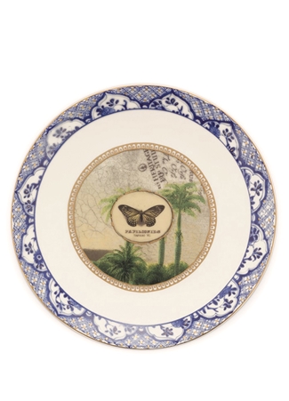 Pip Studio Heritage Kelebekli Mavi Bordürlü Porselen Tabak