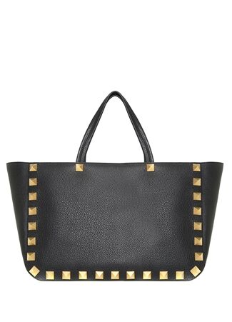 Valentino Garavani Kadın Siyah Logolu Deri Omuz Çantası EU