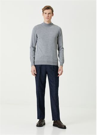 Pal Zileri Erkek Lacivert Ekoseli Pilili Yün Pantolon 48 IT Pal Zileri Erkek Lacivert Ekoseli Pilili Yün Pantolon 48 IT