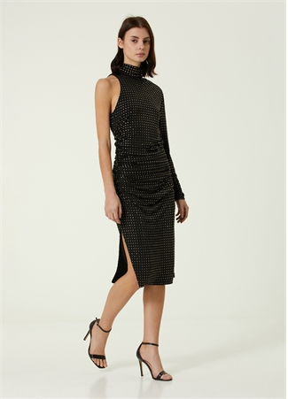 Network Kadın Slim Fit Siyah Midi Boy Elbise L EU