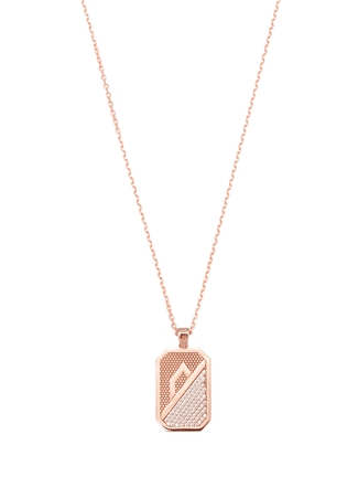 AtolyeWolf Erkek Rose Gold Yarı Beyaz Taşlı Gümüş Rengi Kolye Pembe EU AtolyeWolf Erkek Rose Gold Yarı Beyaz Taşlı Gümüş Rengi Kolye Pembe EU