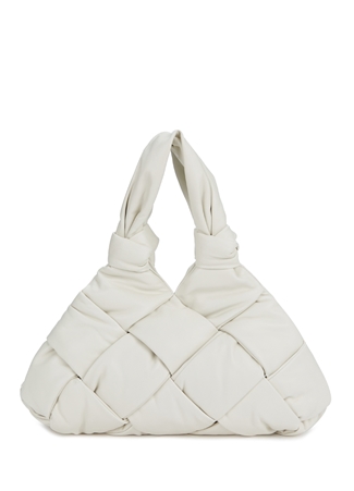 Bottega Veneta Kadın Beyaz Örgü Dokulu Deri El Çantası EU