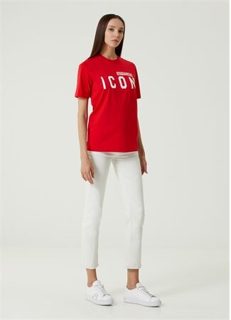 Dsquared2 Kadın Icon Kırmızı Logolu T-shirt S EU