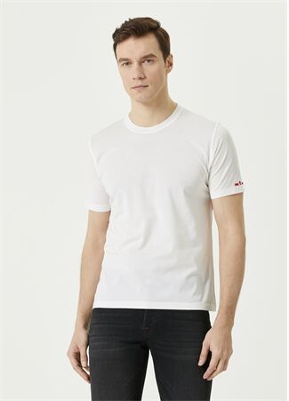 Kiton Erkek Beyaz Logo Nakışlı T-shirt M EU