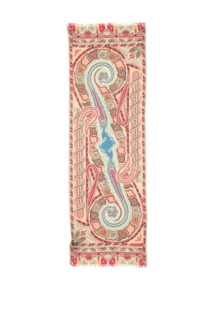 Etro Kadın Kırmızı Bej Etnik Desenli Yün Şal EU