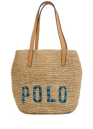 Polo Ralph Lauren Kadın Bej Logolu Örgü Dokulu Omuz Çantası EU