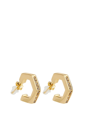 Beymen Club Kadın Geometrik Formlu Taşlı Altın Rengi Kaplama Küpe EU