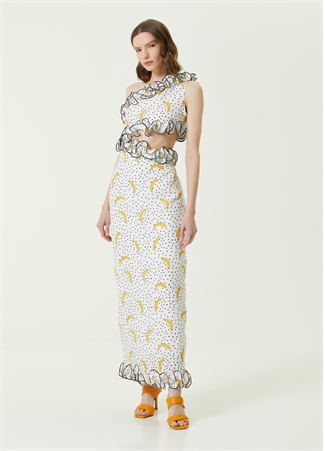 Gül Hürgel Kadın Beyaz Tek Omuzlu Puantiyeli Maksi Keten Elbise S EU Gül Hürgel Kadın Beyaz Tek Omuzlu Puantiyeli Maksi Keten Elbise S EU