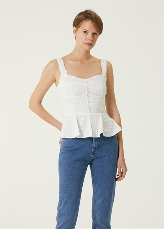 Beymen Club Kadın Beyaz Delikli Nakışlı Askılı Bluz S