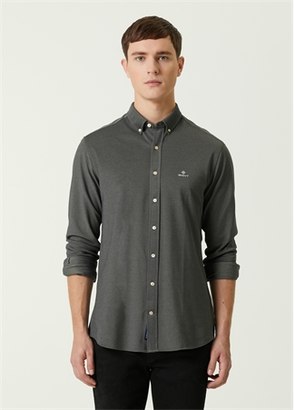 Gant Erkek Regular Fit Gri Logolu Gömlek Siyah S EU Gant Erkek Regular Fit Gri Logolu Gömlek Siyah S EU