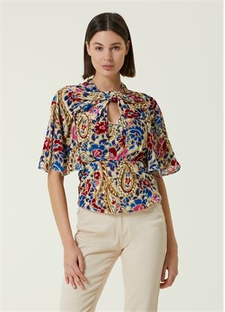 Isabel Marant Kadın Mucio Şal Desenli Kadife Bluz 36 FR