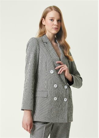 Beymen Club Kadın Siyah Beyaz Pötikareli Kruvaze Blazer 34 Beymen Club Kadın Siyah Beyaz Pötikareli Kruvaze Blazer 34