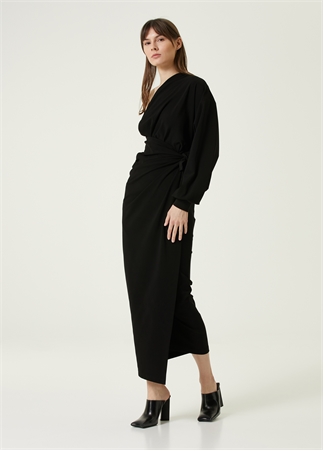Balenciaga Kadın Siyah Asimetrik Drapeli Midi Elbise 38 IT Balenciaga Kadın Siyah Asimetrik Drapeli Midi Elbise 38 IT