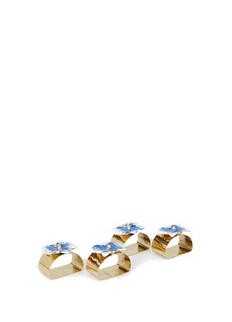 Moody Lacivert Çiçek Detaylı 4lü Peçetelik