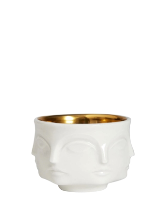 Jonathan Adler Yüz Desenli Porselen Mumluk Beyaz