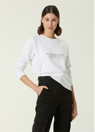Allsaints Kadın Heavenly Deeci Beyaz Bisiklet Yaka Sweatshirt L EU