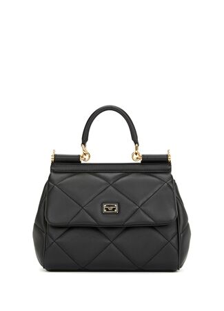 Dolce&Gabbana Kadın Sicily Small Siyah Logolu Deri Omuz Çantası EU Dolce&Gabbana Kadın Sicily Small Siyah Logolu Deri Omuz Çantası EU
