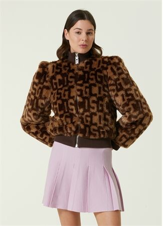 Gcds Kadın Kahverengi Logo Desenli Ceket XS EU