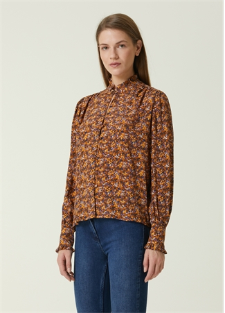 Beymen Club Kadın Hardal Dik Yaka Çiçekli Fırfırlı Gömlek Sarı S Beymen Club Kadın Hardal Dik Yaka Çiçekli Fırfırlı Gömlek Sarı S