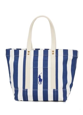 Polo Ralph Lauren Kadın Mavi Beyaz Çizgili Alışveriş Çantası EU Polo Ralph Lauren Kadın Mavi Beyaz Çizgili Alışveriş Çantası EU