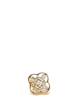 Collection-Alper Tunçoku Kadın Çiçek Formlu Taşlı Altın Rengi Küpe EU