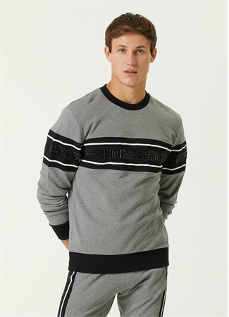 Balmain Erkek Gri Şerit Detaylı Logolu Sweatshirt Siyah L EU Balmain Erkek Gri Şerit Detaylı Logolu Sweatshirt Siyah L EU