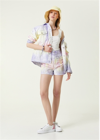 Beymen Club Kadın Lila Batik Desenli Jean Şort Mor 25