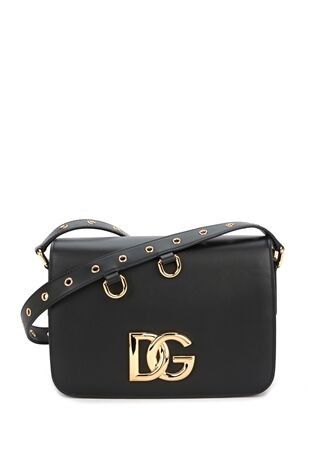 Dolce&Gabbana Kadın Siyah Logo Detaylı Deri Çanta EU