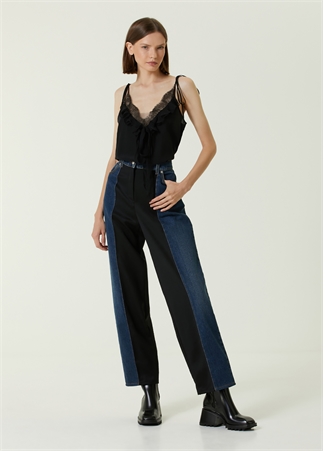 Alexander McQueen Kadın Mavi Siyah Patchwork Detaylı Jean Pantolon 42 IT Alexander McQueen Kadın Mavi Siyah Patchwork Detaylı Jean Pantolon 42 IT