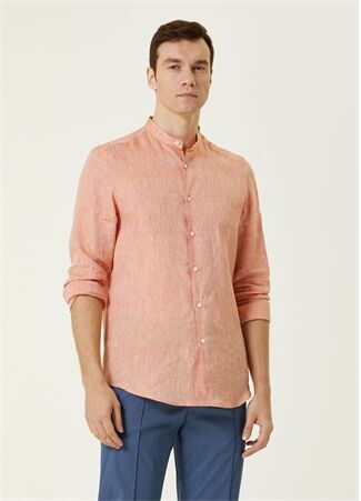 Pal Zileri Erkek Turuncu Keten Gömlek 40 IT