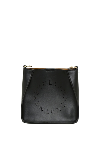 Stella McCartney Kadın Mini Siyah Logo Delikli Omuz Çantası EU