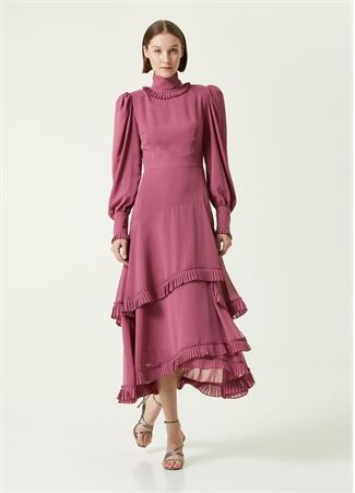 Mergim Kadın Adriana Pembe Dik Yaka Midi Kokteyl Elbise 2 EU Mergim Kadın Adriana Pembe Dik Yaka Midi Kokteyl Elbise 2 EU