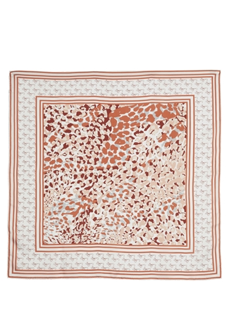 Beymen Kadın Pembe Desenli 90x90 cm İpek Twill Eşarp EU