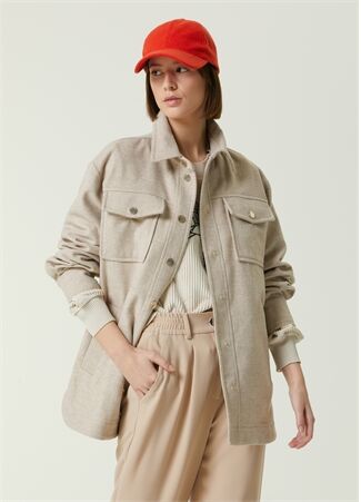 Beymen Club Kadın Bej Cep Detaylı Dış Gömlek S