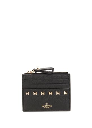 Valentino Garavani Kadın Rockstud Siyah Deri Kartlık EU