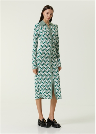 Dodo Bar Or Kadın Yeşil Desenli Midi Elbise 40 IT